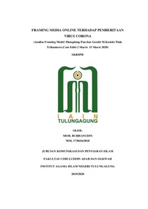 FRAMING MEDIA ONLINE TERHADAP PEMBERITAAN VIRUS CORONA (Analisa Framing Model Zhongdang Pan dan ...